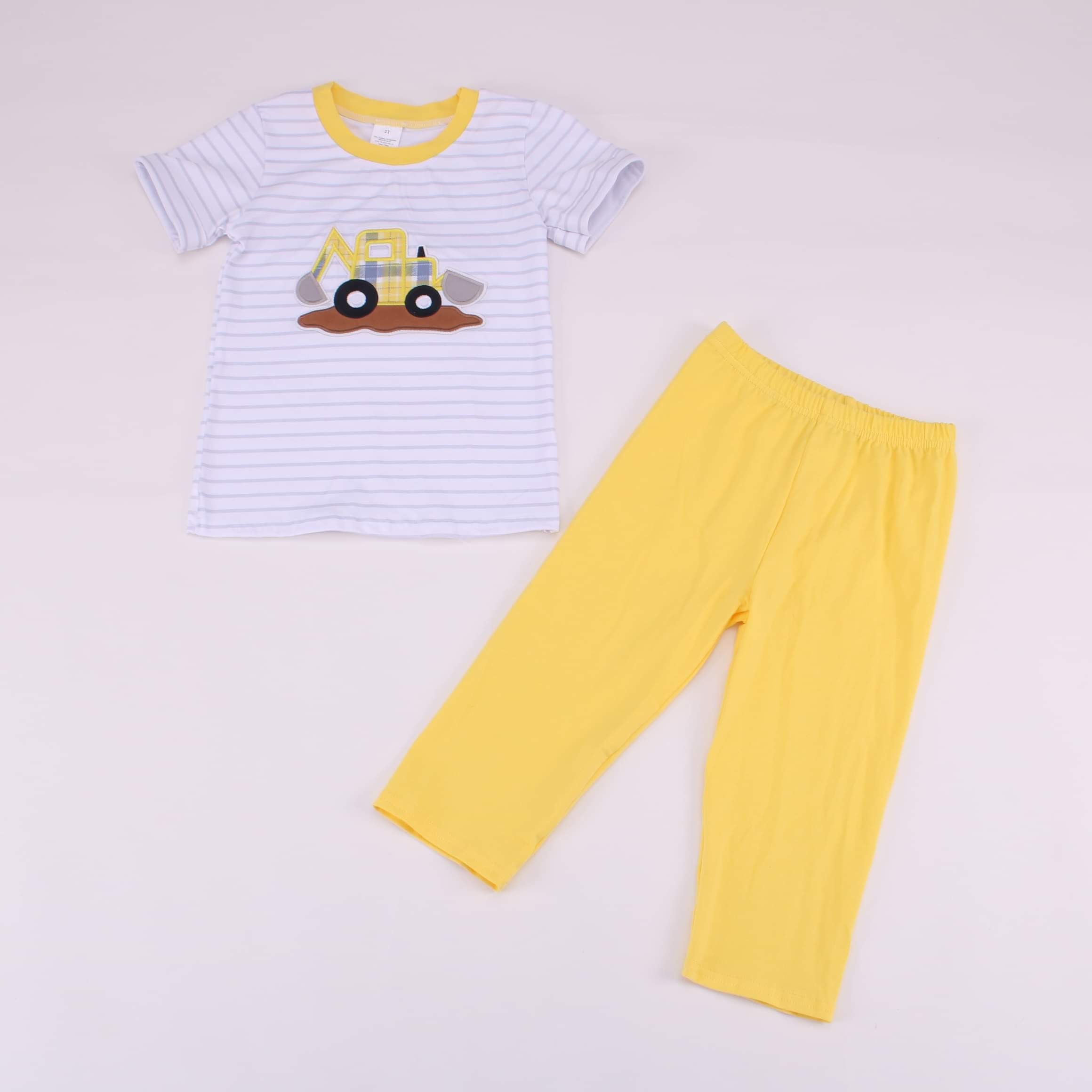 Boys Yellow and Grey Backhoe Outfit – Boutique Baby